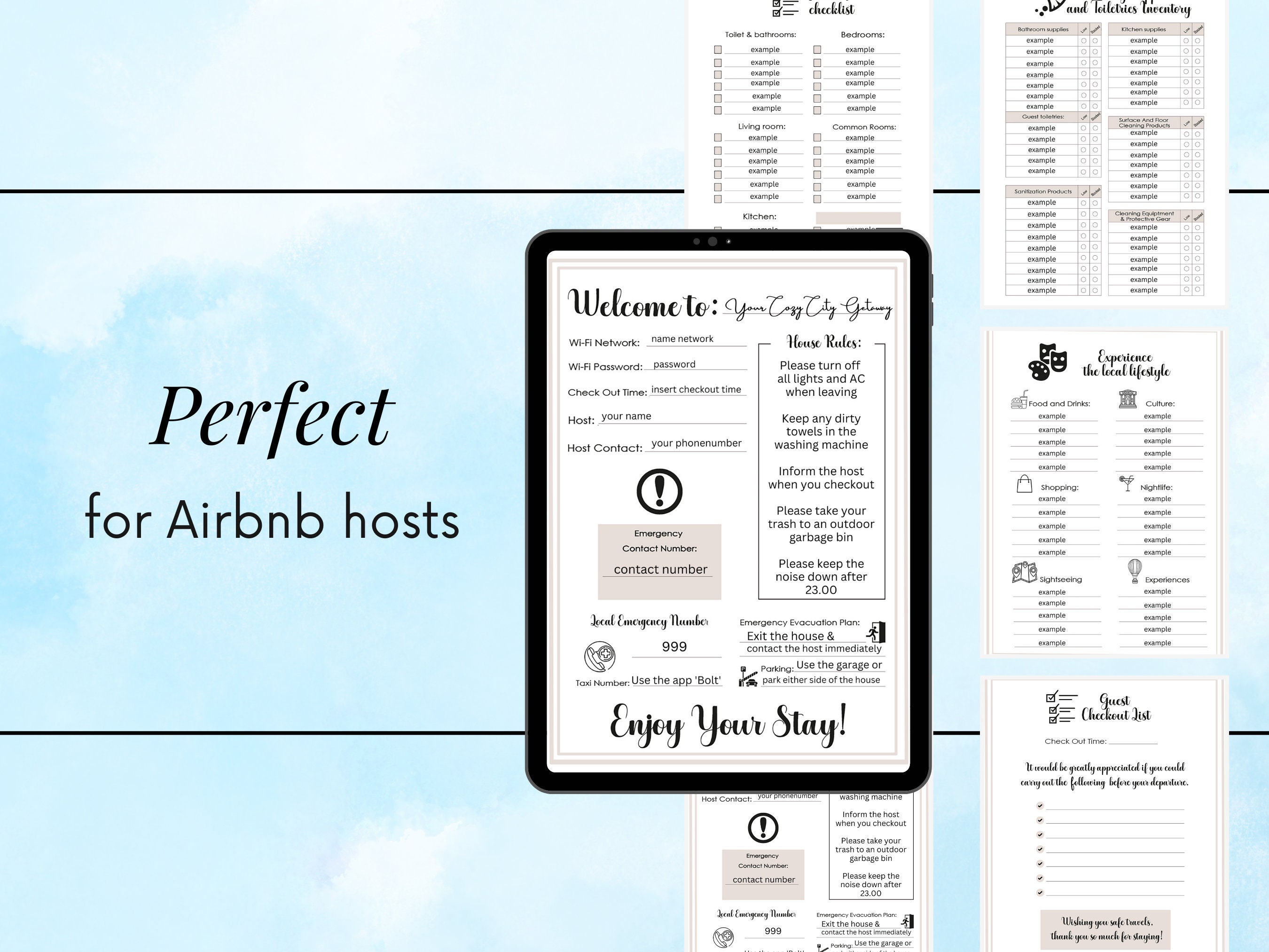 Airbnb Editable Pdf Canva Checklists - Airbnb Welcome Sign Template ...
