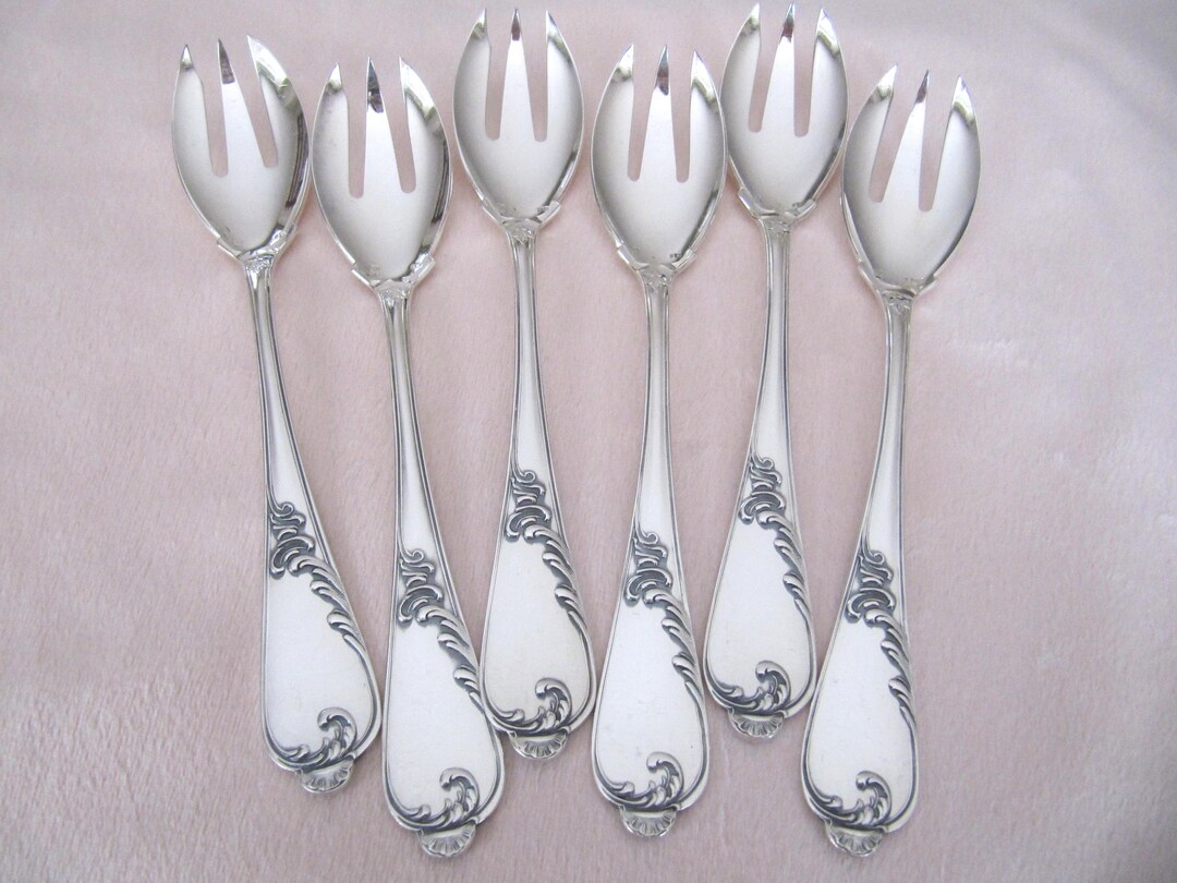 6 Vintage French Oyster Forks Made in France Circa 1960's, Specialty ...