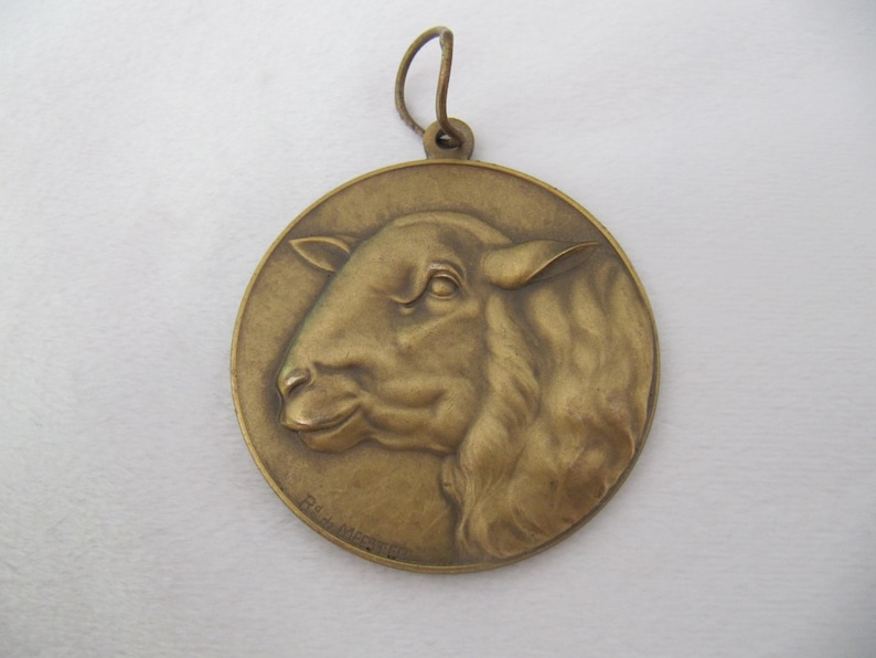 Vintage SHEEP Art Medal Belgian Flemish, Ministry of Agriculture Award ...