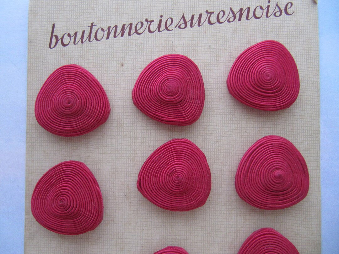 Vintage Red French 25mm Buttons Original Sales Card Coiled Cord ...