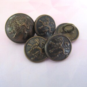 5 Antique Brass Military Uniform Buttons, 4 From "f Van Malderen ...