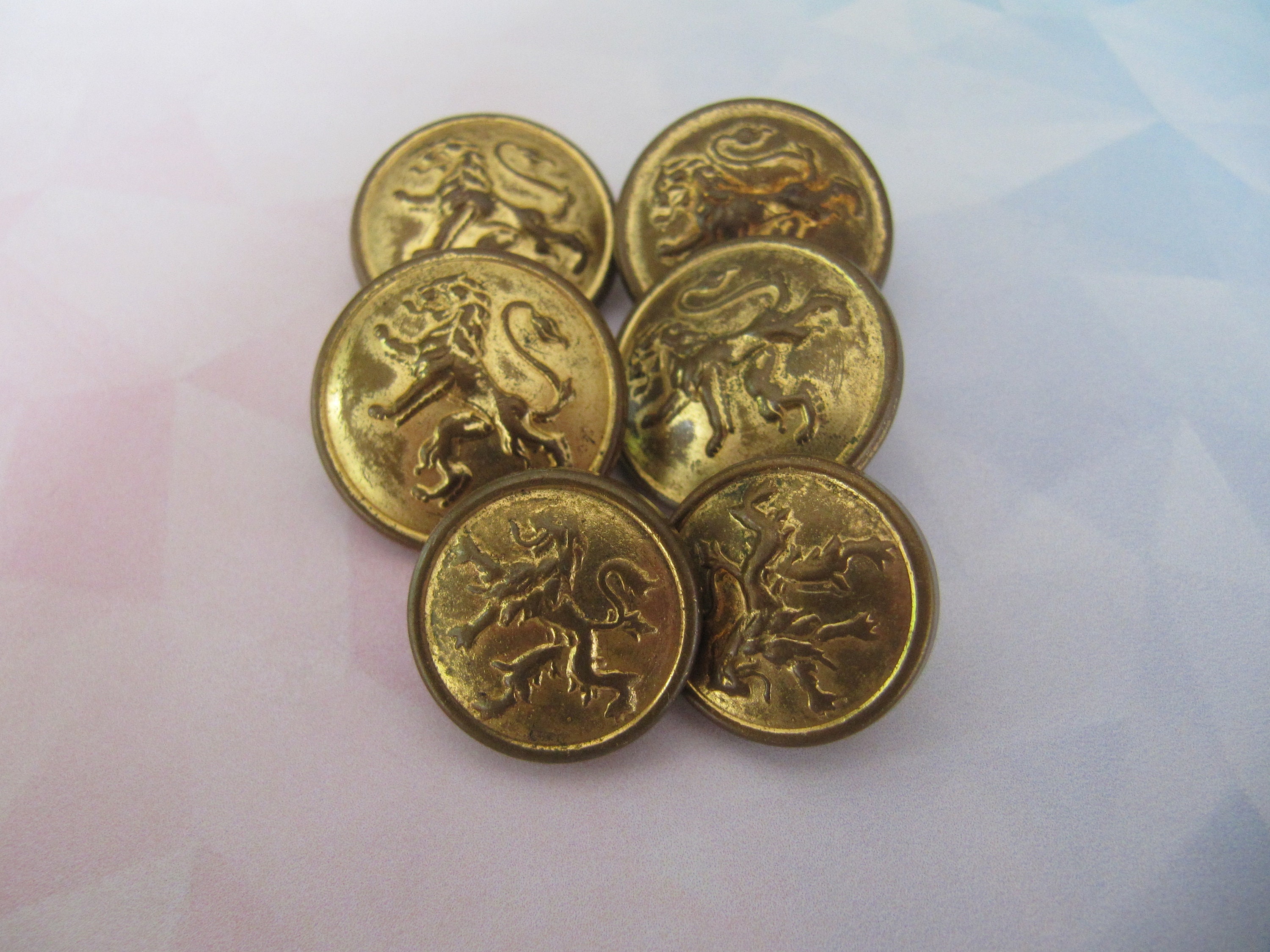 6 Belgian Antique Brass Buttons Military Uniform, Collectible Vintage ...