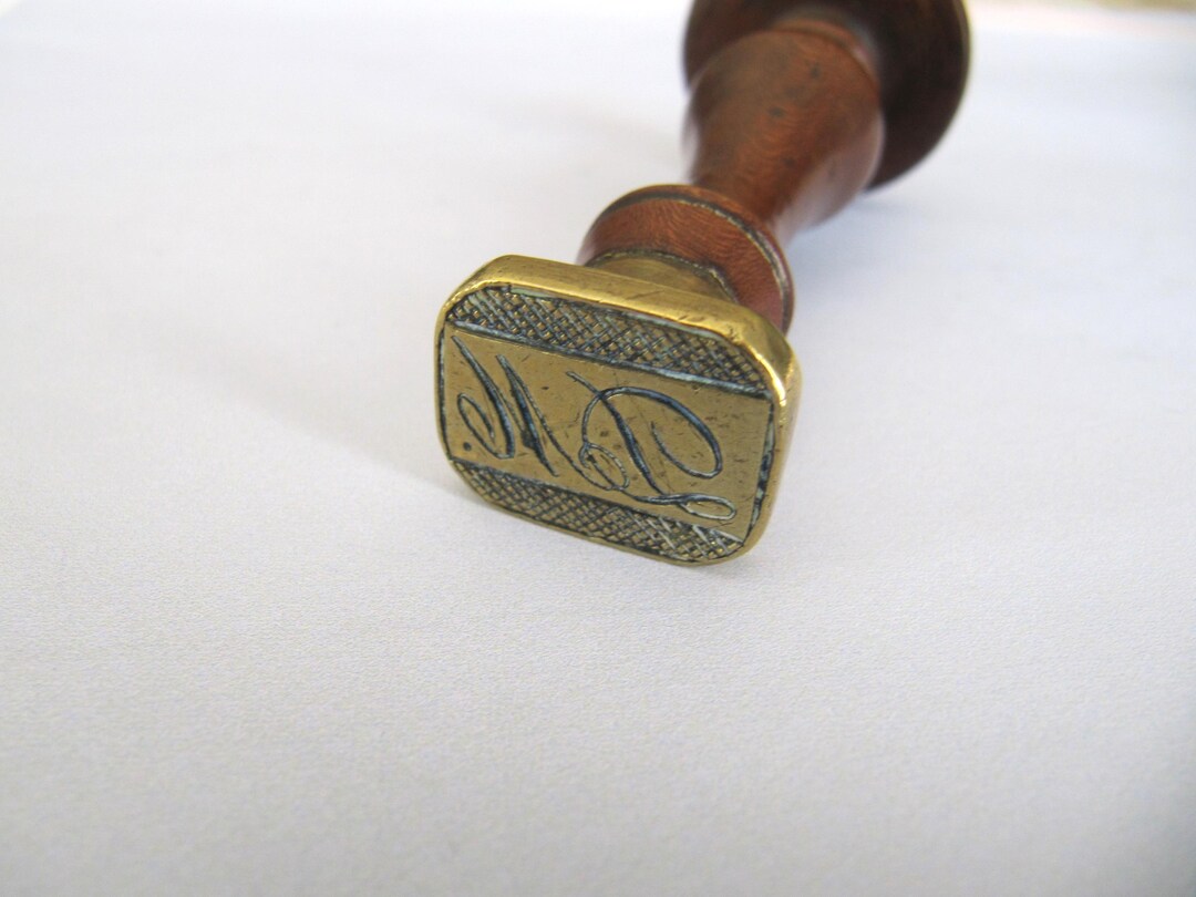 Wax Seal Stamp Wood and Brass, Initials DM, Vintage 1910's French Stamp ...
