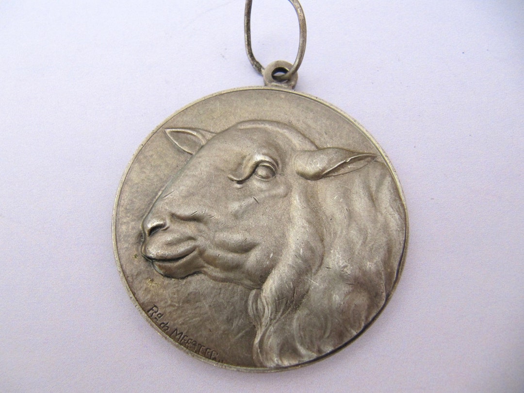 Vintage SHEEP Belgian Flemish Art Medal, Belgium Agriculture Award Ram ...