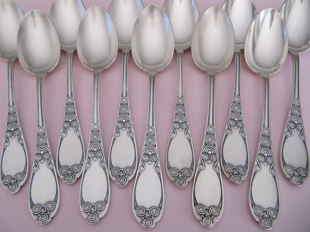 12 Vintage French Teaspoons Coffee Spoons Celtic Triskele Triskelion ...