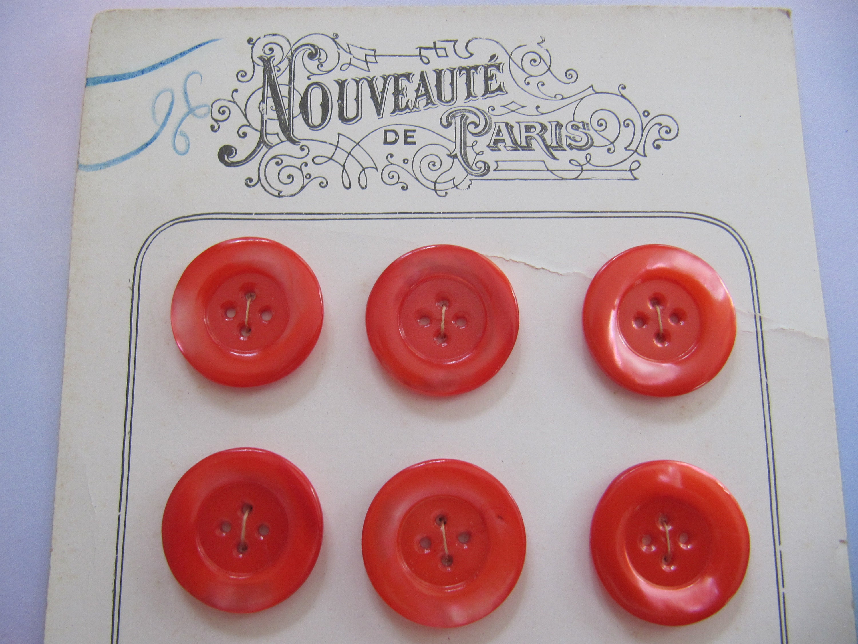 Mother of Pearl MOP Buttons From Paris France, 12 Red Dyed Shell 1 Inch ...