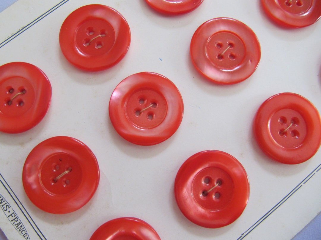 Mother of Pearl MOP Buttons From Paris France 12 Red Dyed - Etsy