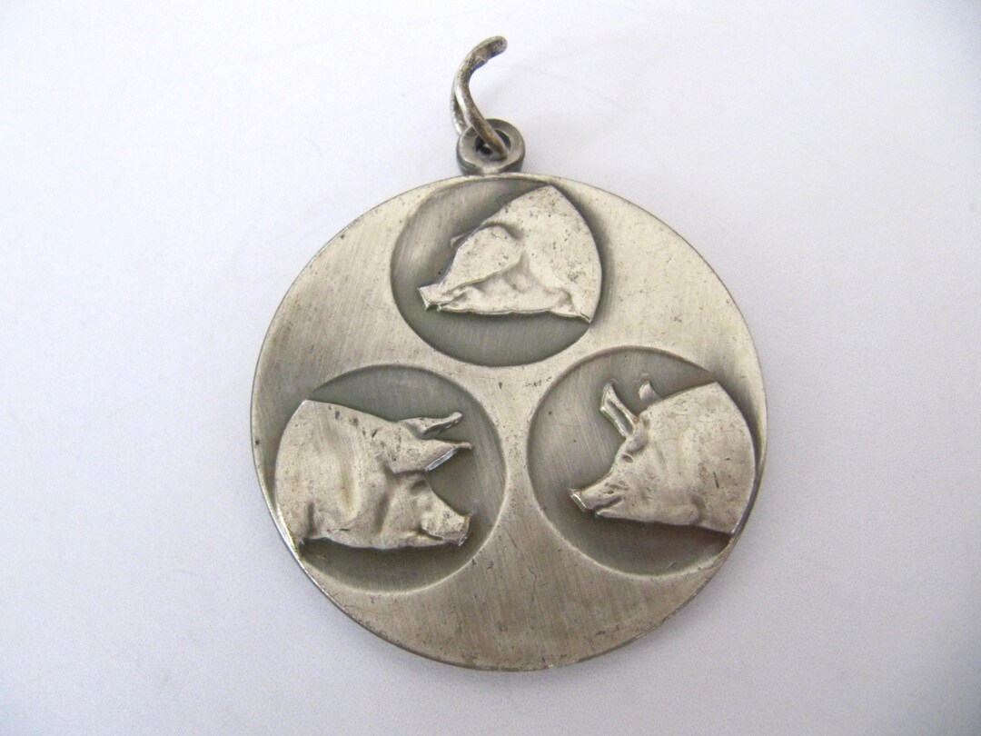 Vintage Three PIGS Agriculture Medallion Pendant, Belgian Art Medal ...