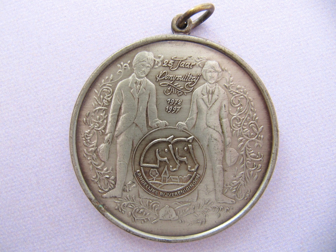 Vintage Art Medal Horses Riders Dressage 1997 Medallion Pendant, Gift ...