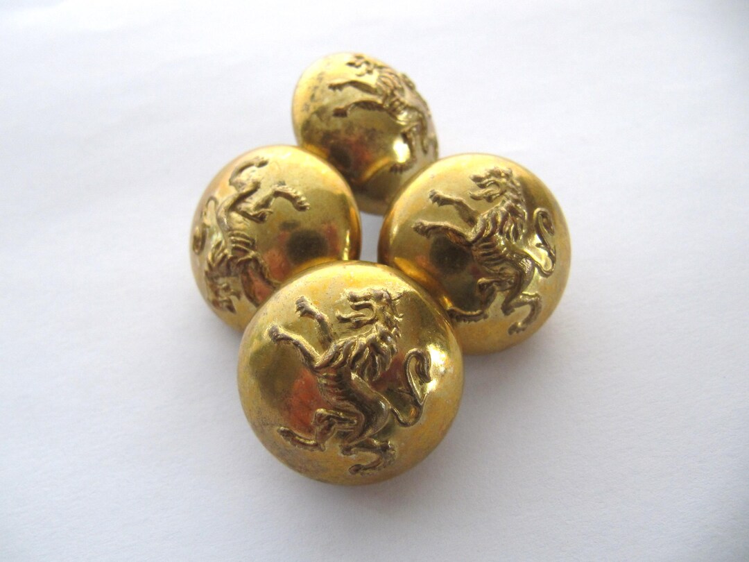 4 Antique Belgian Brass Buttons Military Uniform Bruxelles Belgium ...