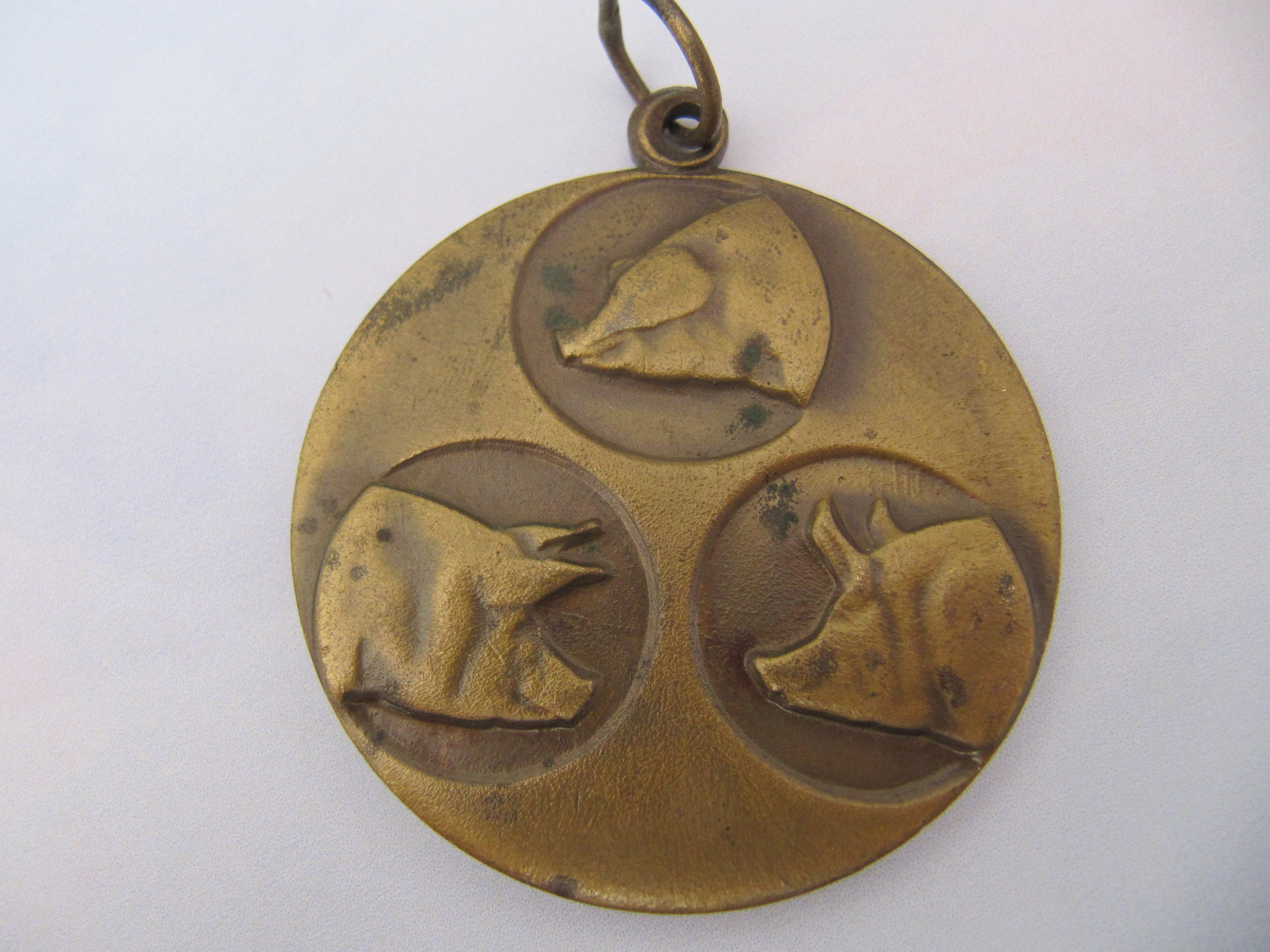 Vintage Three PIGS Agricultural Medallion Pendant, Belgian Art Medal ...