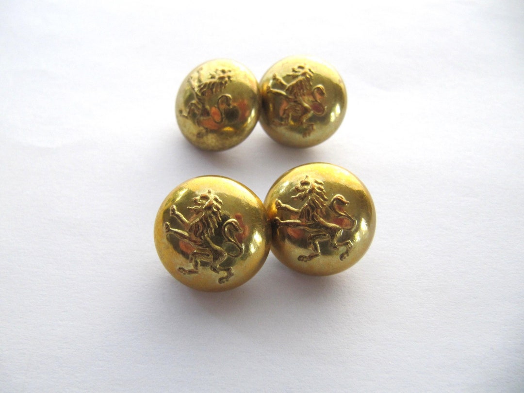 4 Antique Belgian Brass Military Uniform Buttons Bruxelles Belgium, Set ...