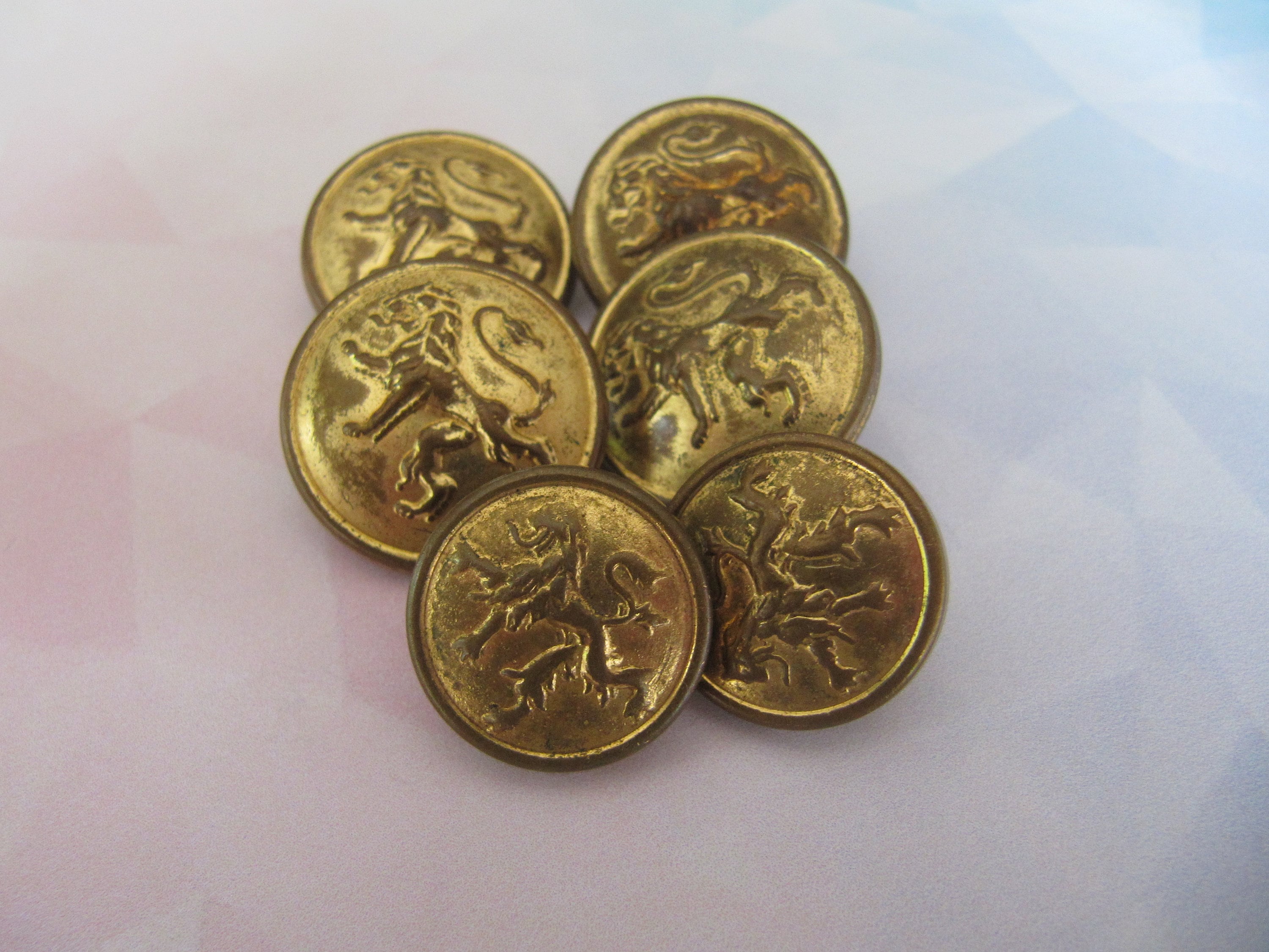 6 Belgian Antique Brass Buttons Military Uniform, Collectible Vintage ...