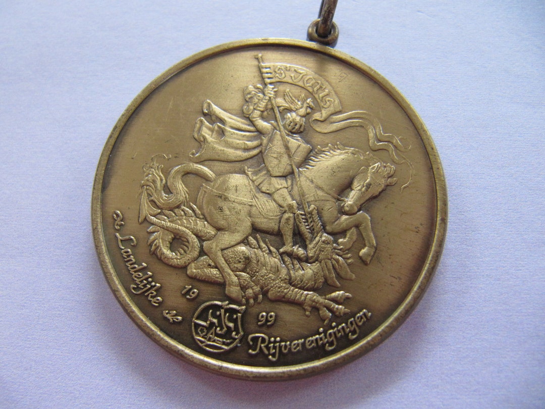 Saint George and the Dragon Vintage Medallion Pendant, 1999 Aged ...