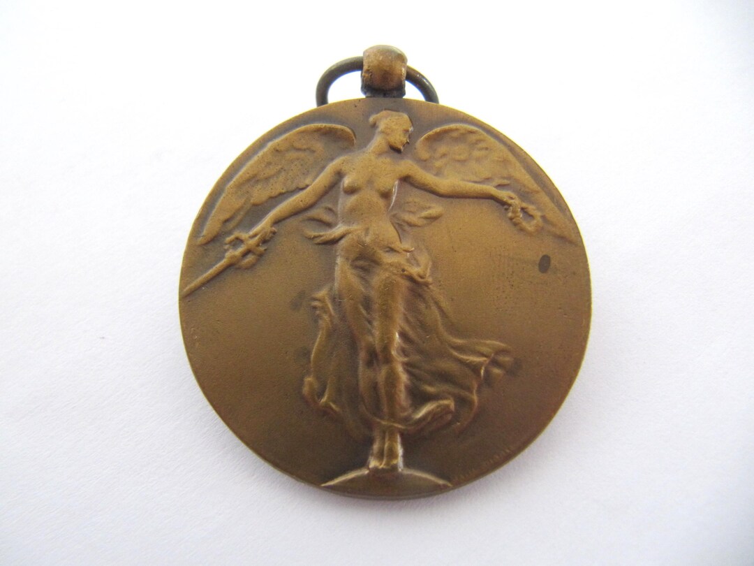 Belgian Victory Angel Goddess Art Medal, Antique WWI Allied Nations ...