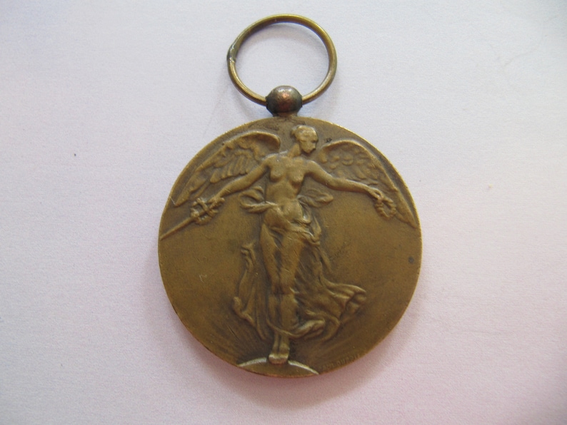 Belgian Victory Goddess Angel Art Medal, Antique WWI Allied Nations ...