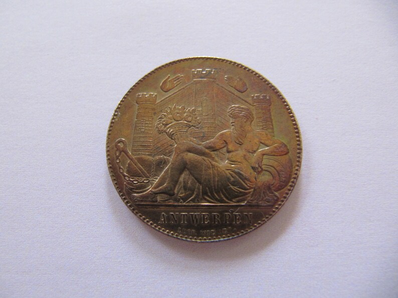 Antique Token 1885 Antwerp Belgium Bronze Medallion - Etsy