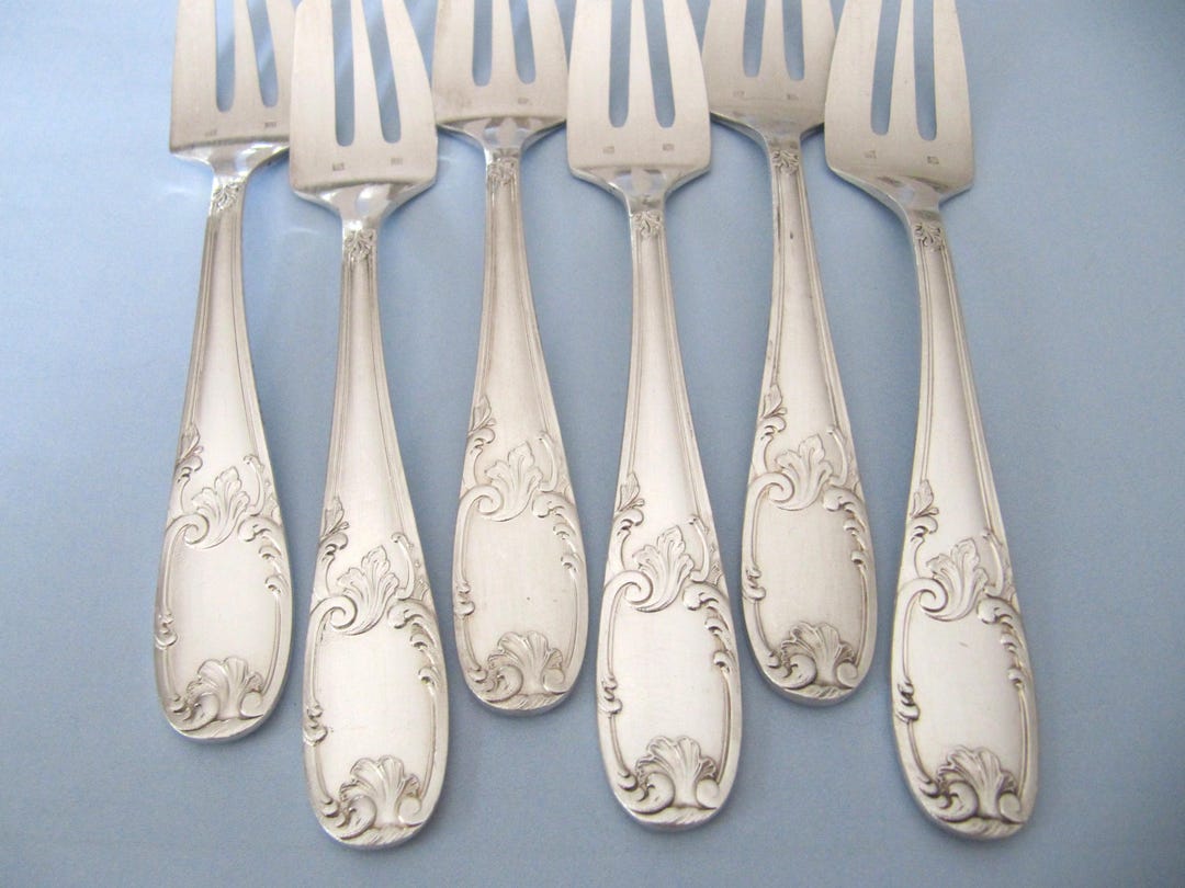6 Vintage French Forks for Cake Pastry Pie, Setting of Six With ...