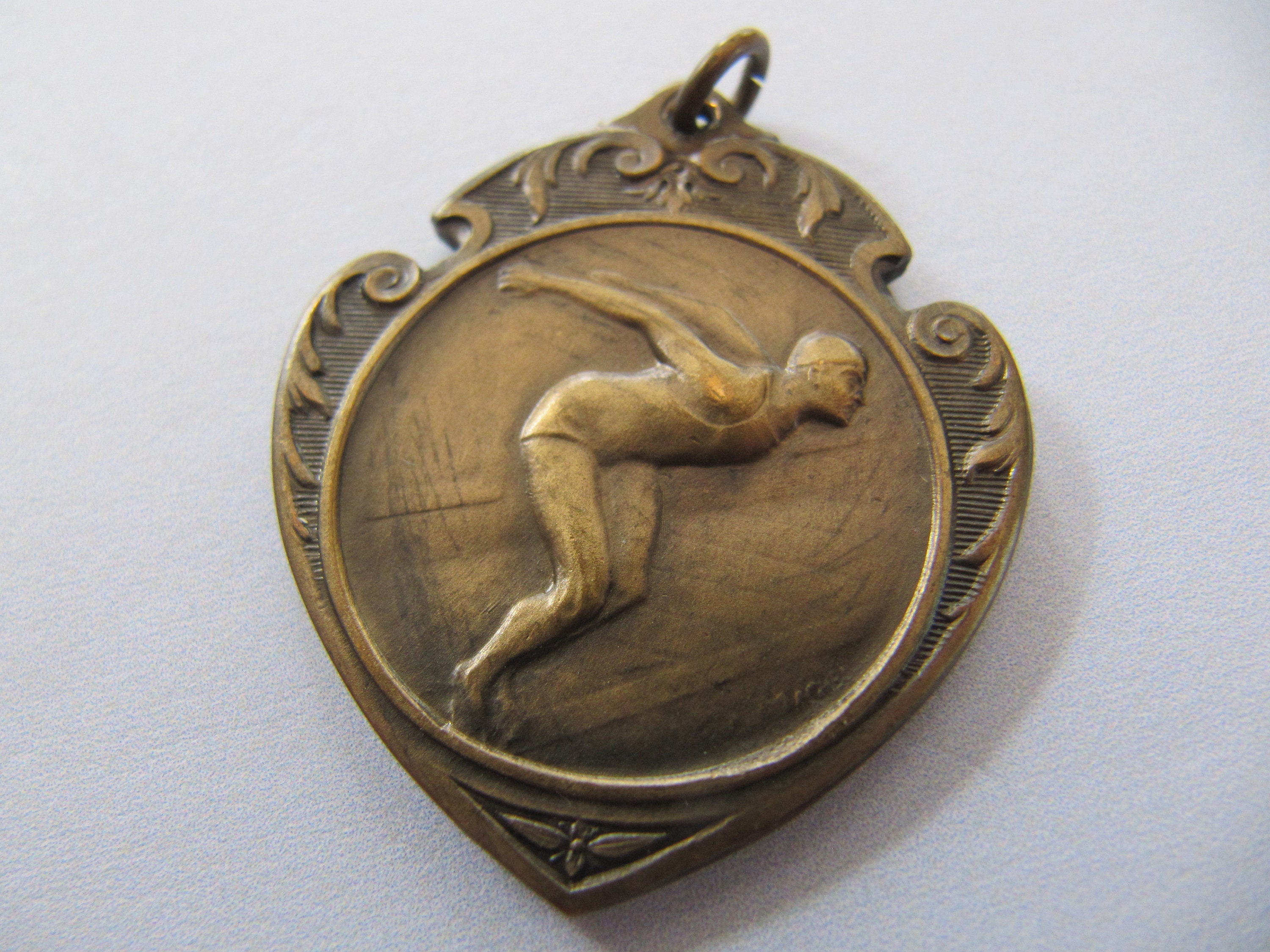 Vintage Swimmer Swimming French Art Medal, 1942 Sports Award ...