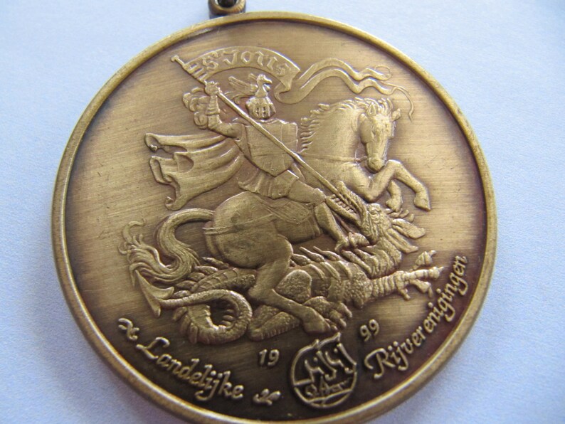 Saint George and the Dragon Vintage Medallion Pendant, 1999 Aged ...