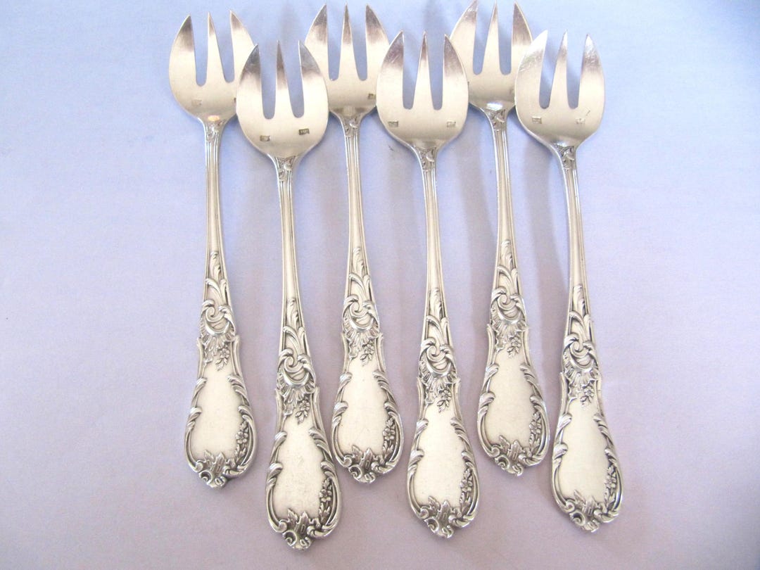 Vintage French Oyster Forks Flower Blossom Design, Specialty Flatware ...
