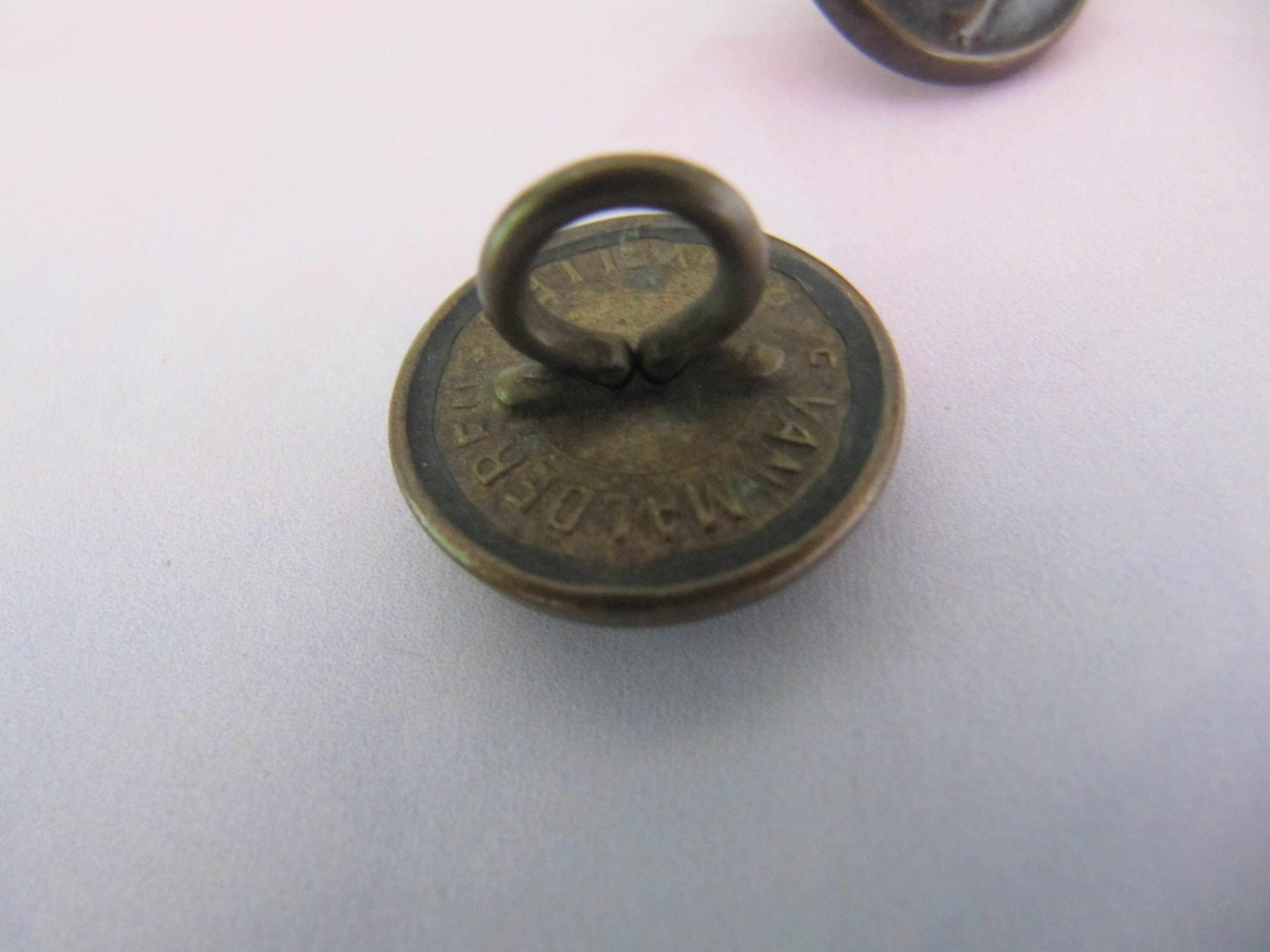 5 Antique Brass Military Uniform Buttons, 4 From "f Van Malderen ...