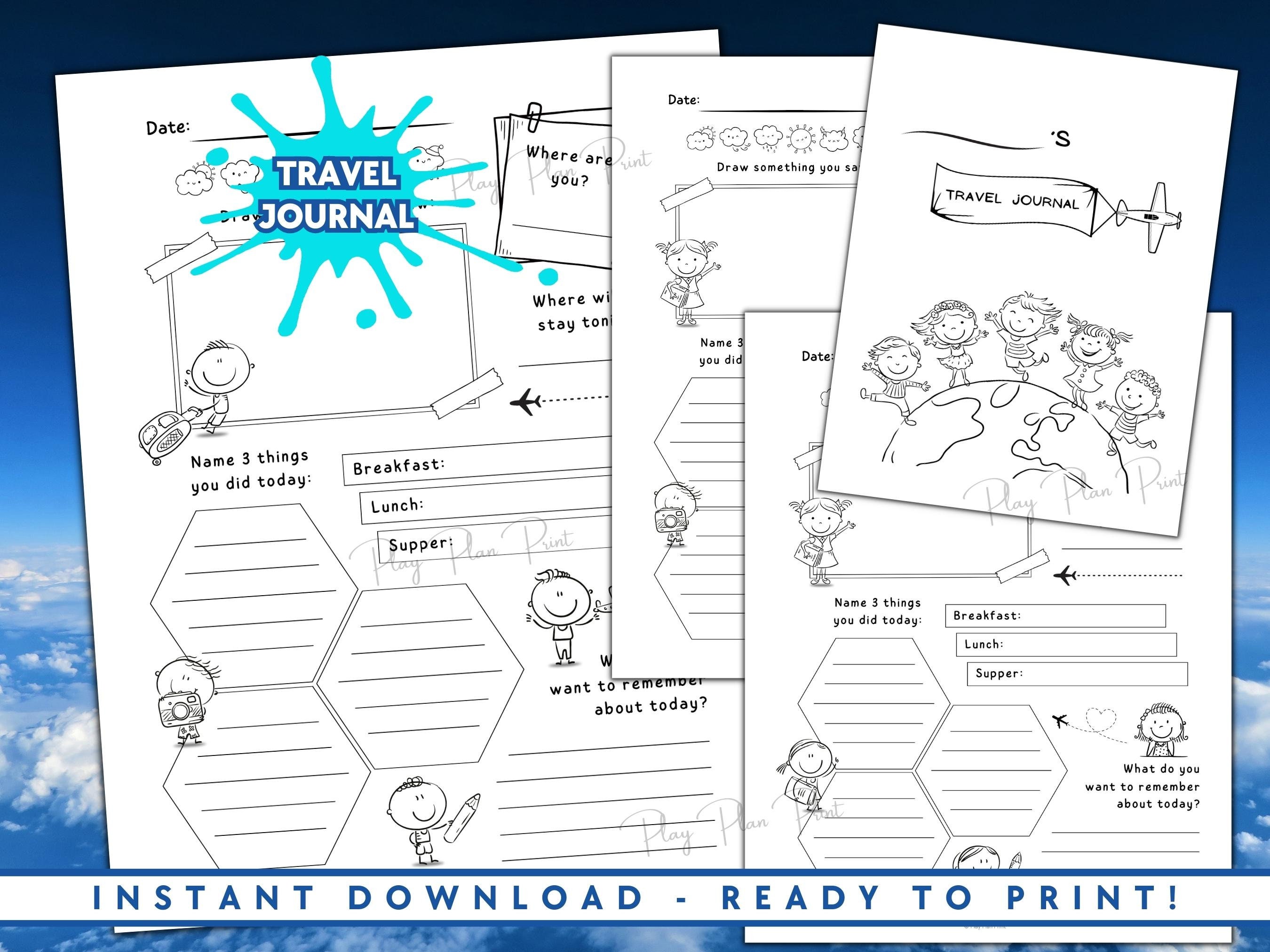 Printable Kids Travel Journal. Travel Diary. Travel Log. - Etsy