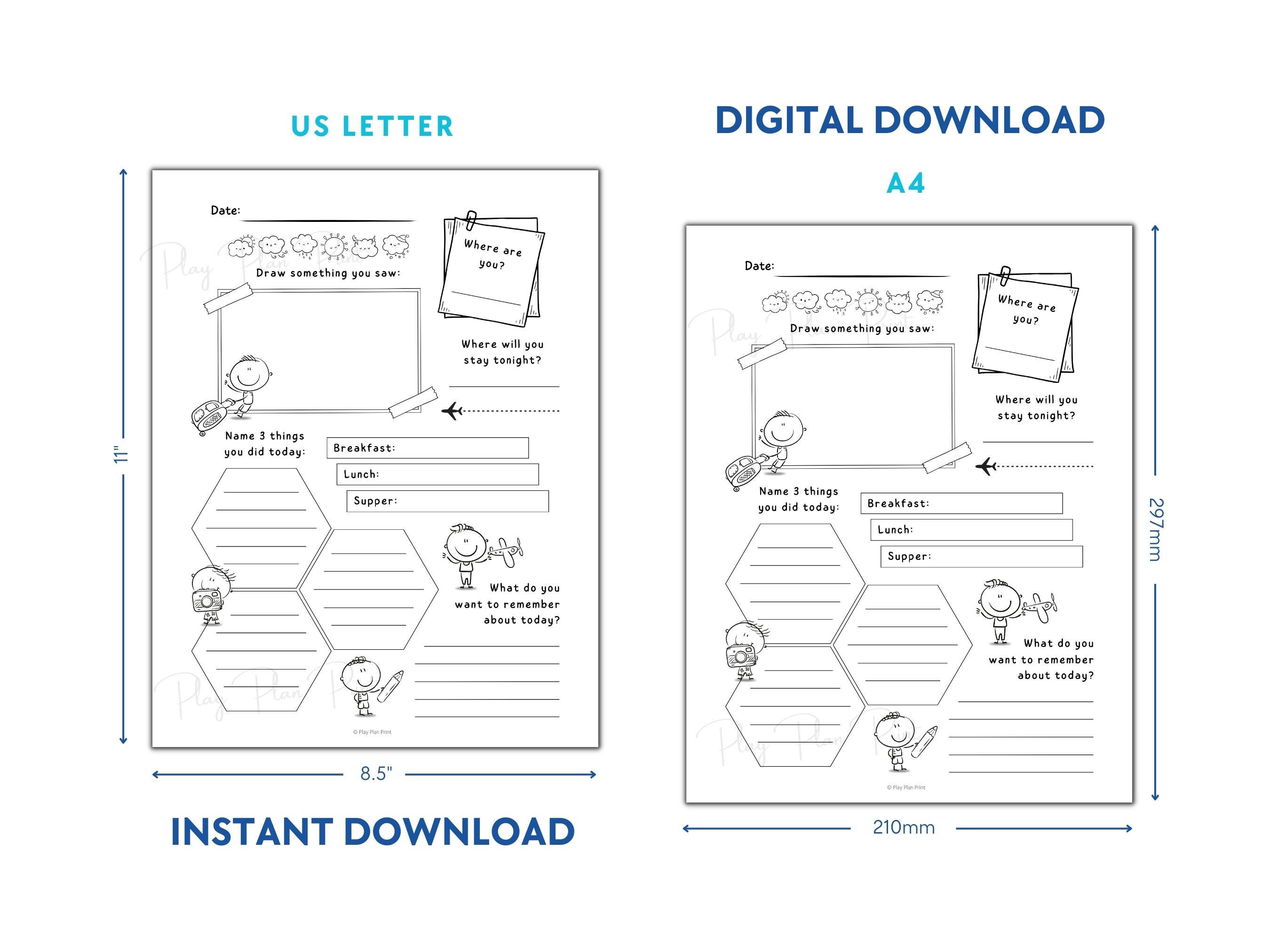Printable Kids Travel Journal. Travel Diary. Travel Log. - Etsy