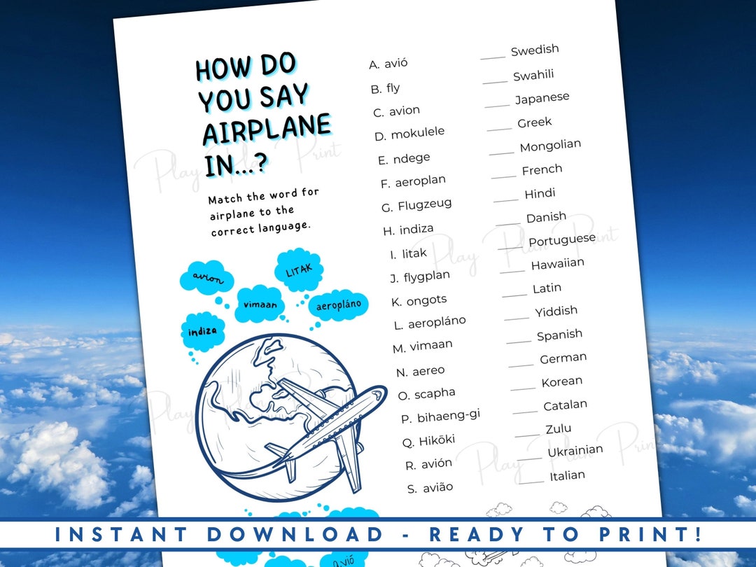 Printable Airplane Activity for Kids. Word Match. Airport - Etsy