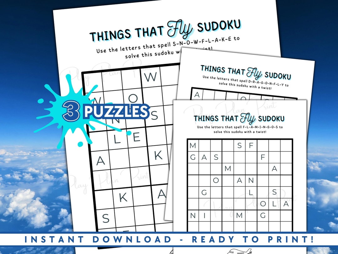 Printable Sudoku Puzzles for Kids. Airplane Activities. - Etsy