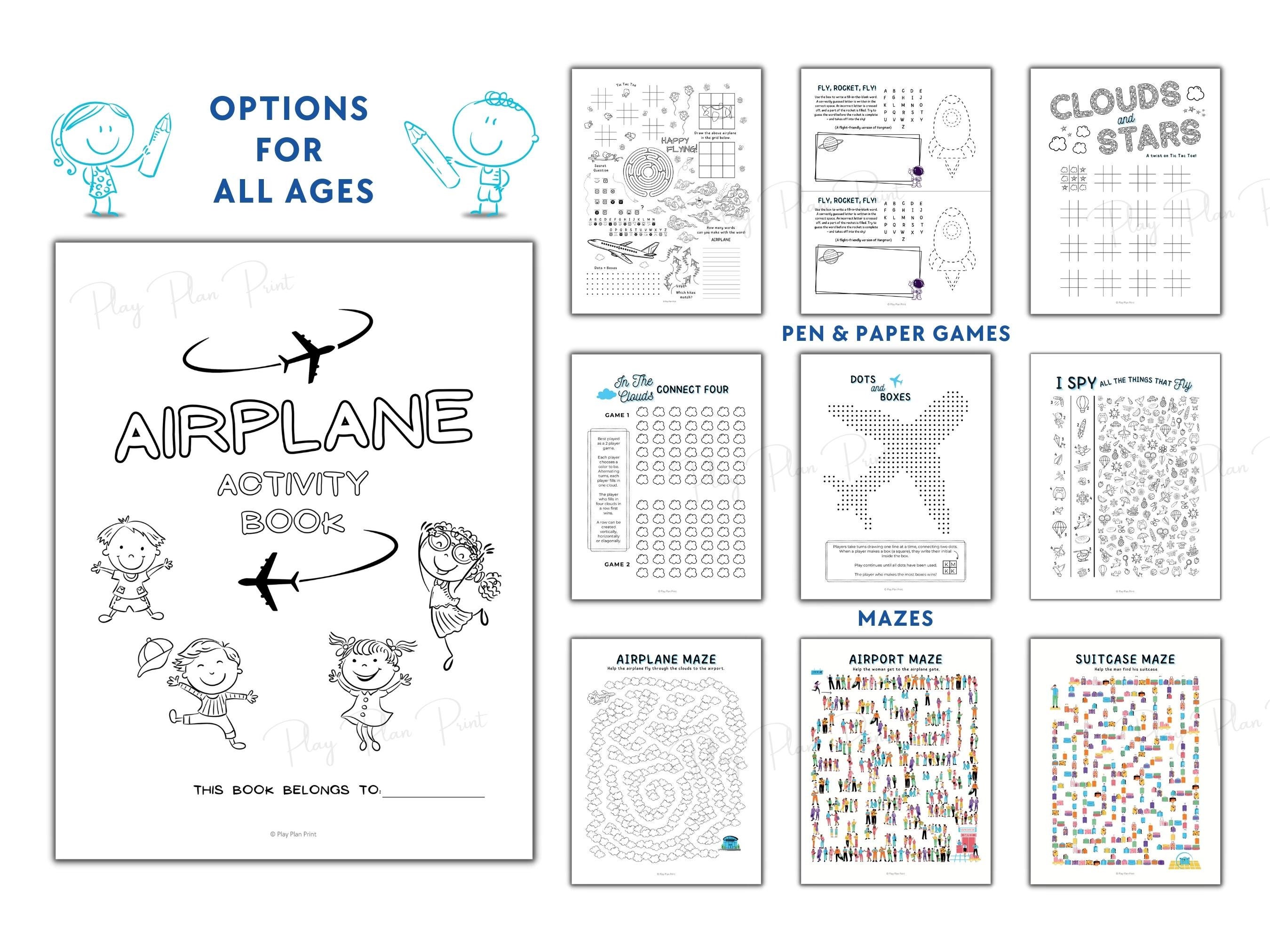 Printable Airplane Activities Book for Kids. Airport Games. - Etsy