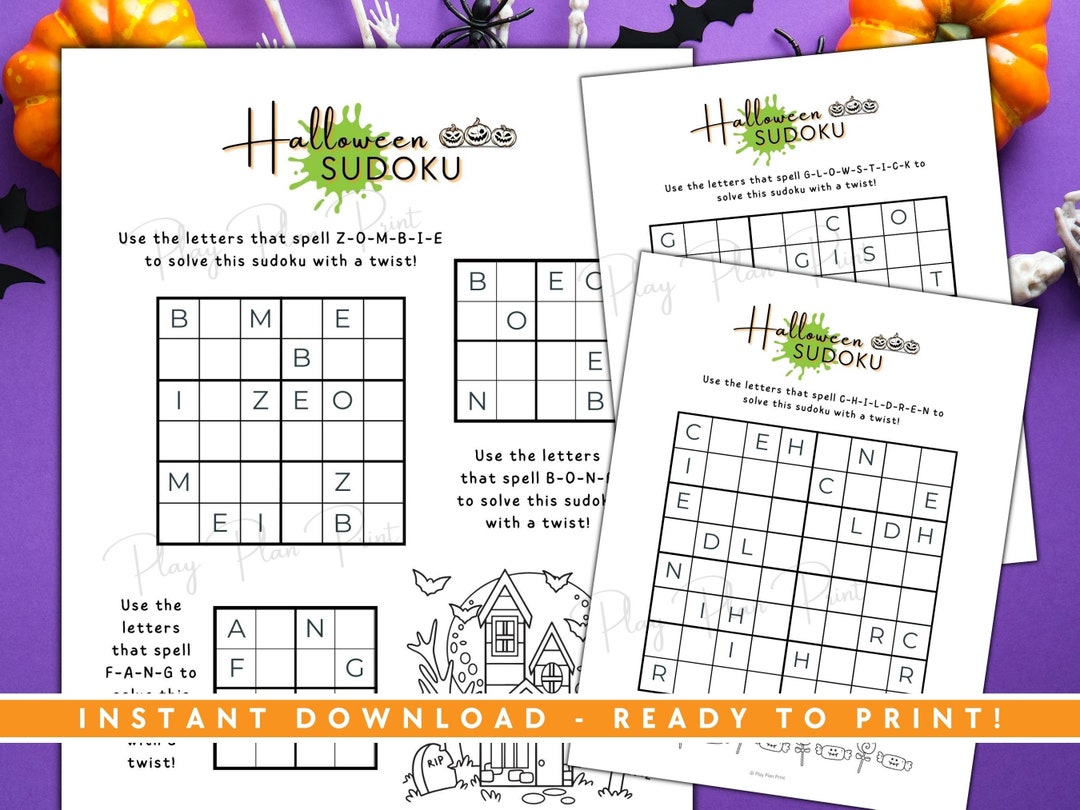 Printable Sudoku for Kids. Halloween Activity. Halloween - Etsy
