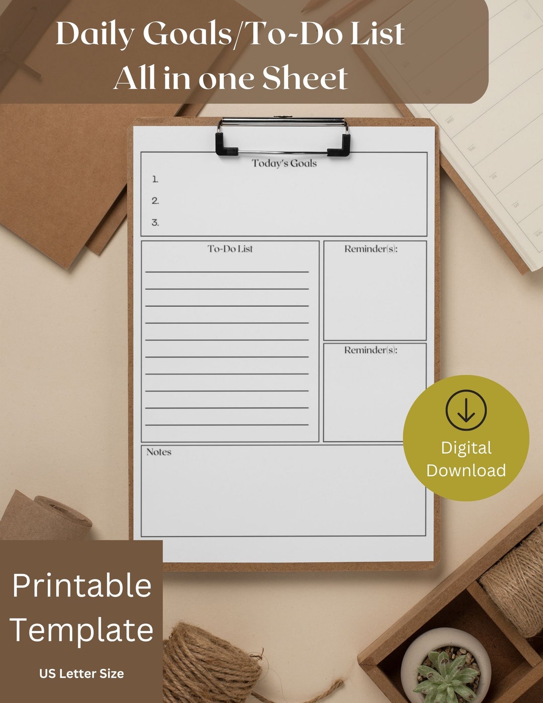 Daily Planner Printable, to Do List, Printable Productivity Day Planner ...