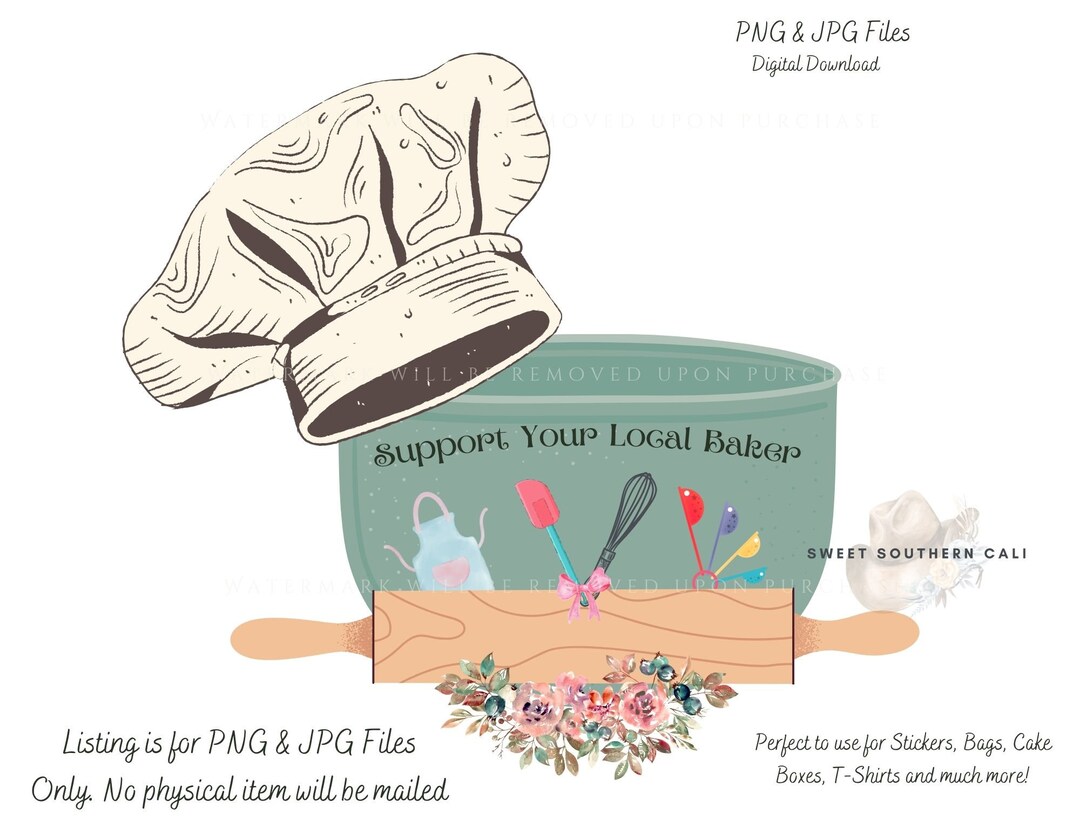 Support Your Local Baker, PNG and JPG Files, Digital Download, Sticker ...