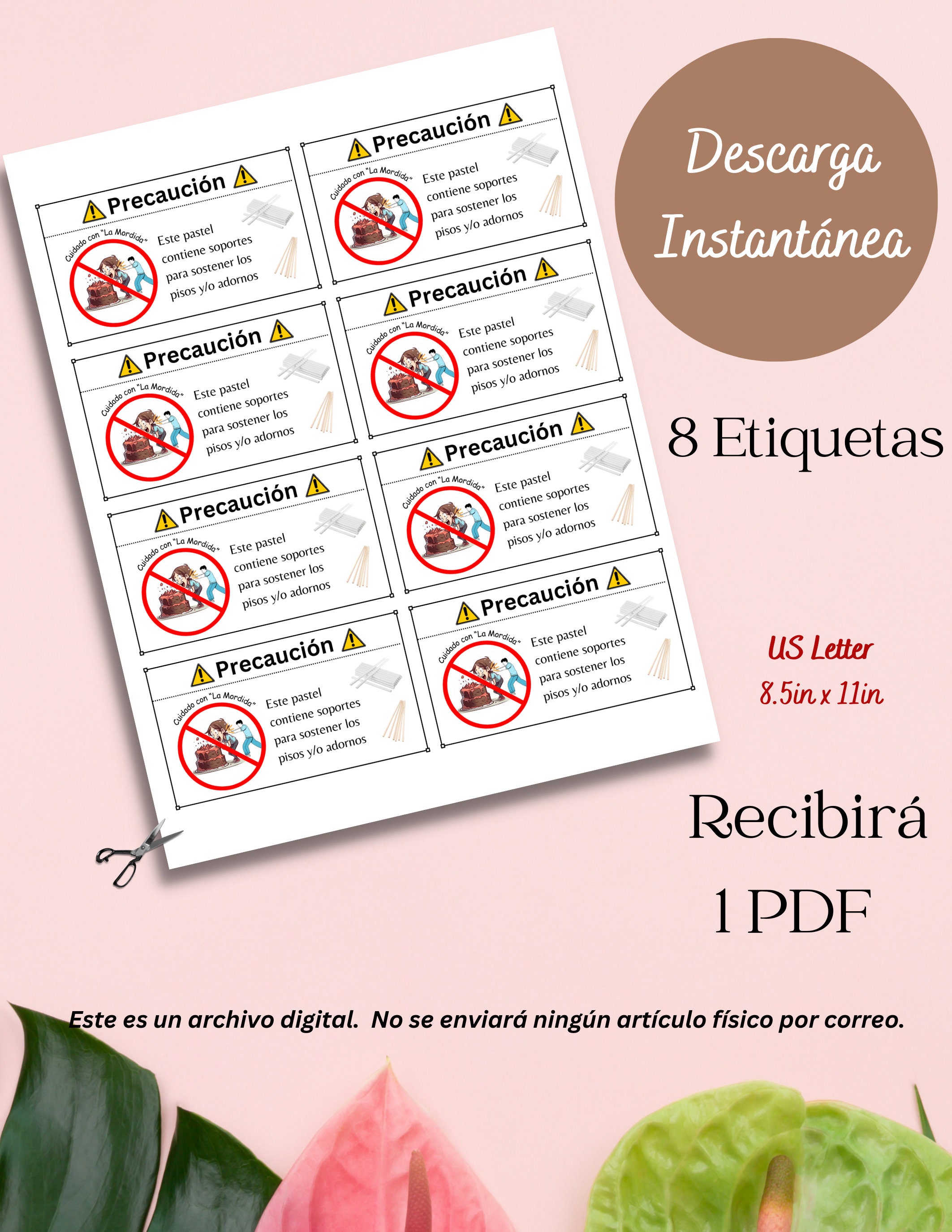 Etiqueta De Advertencia Para Pasteles, Tortas, Contiene Sostenes ...