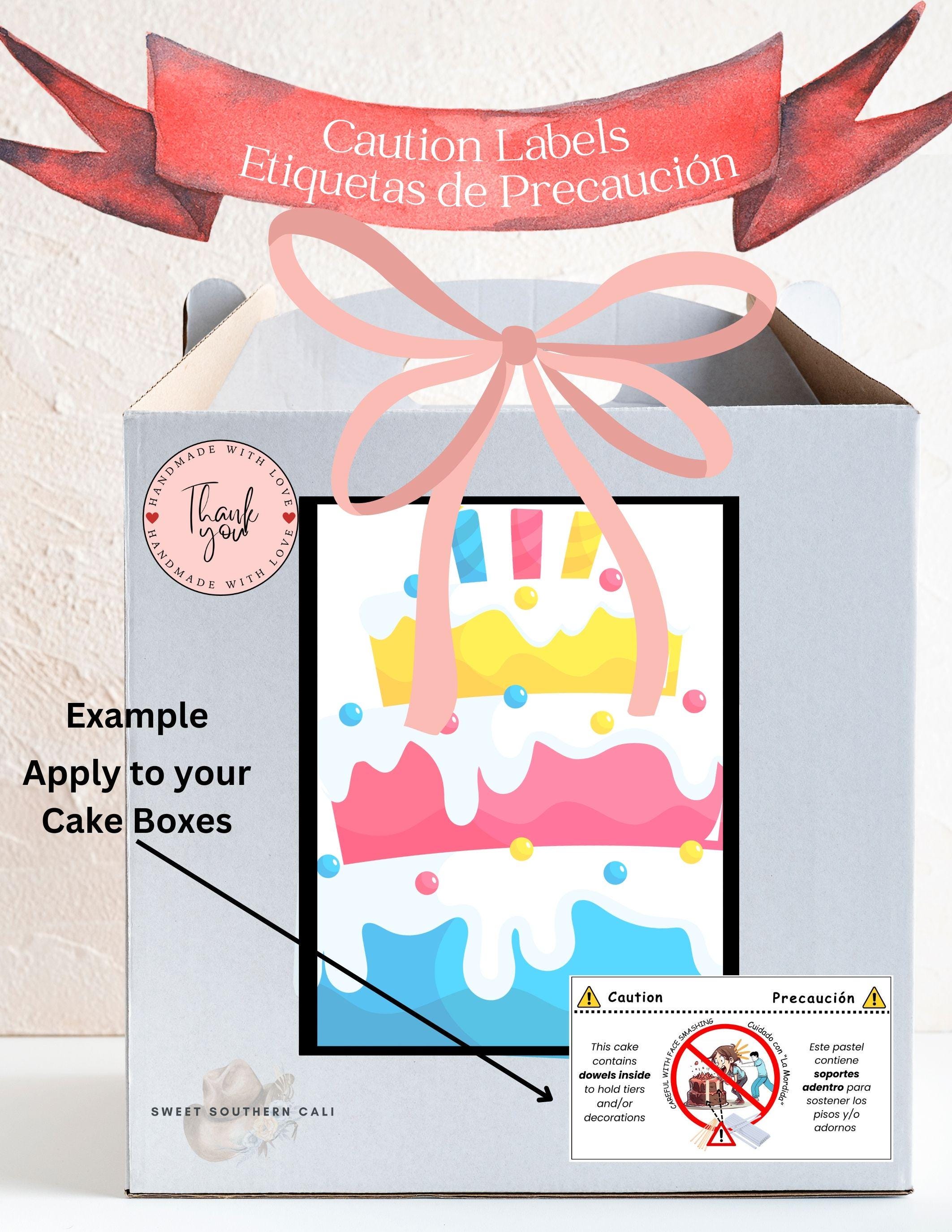 Bilingual Caution Cake Smashing Stickers, Bilingue, Etiqueta De Cuidado ...