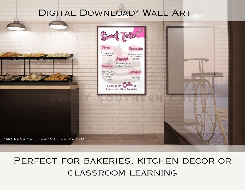 5 Ways to Say Cake in Spanish, Digital Download, Bakery Wall Art ...