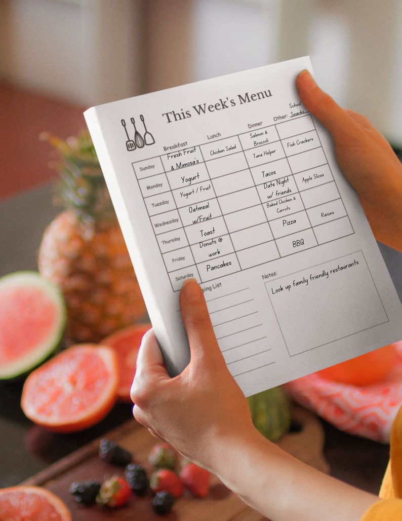 Weekly Menu Planner Template Printable, Weekly Menu, Printable ...