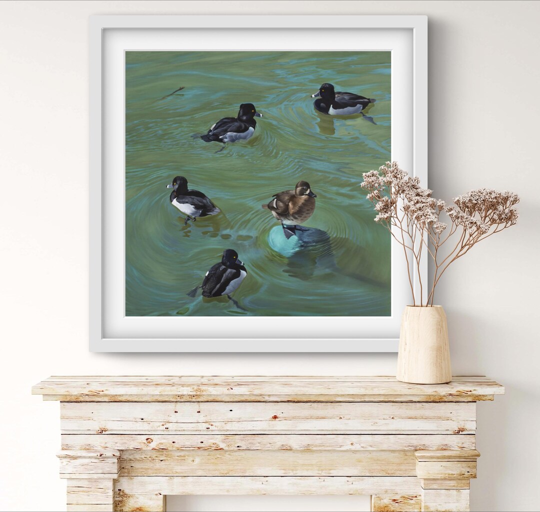 Ring-necked Duck Oil Painting Paper Print Giclée Print Waterfowl Duck ...