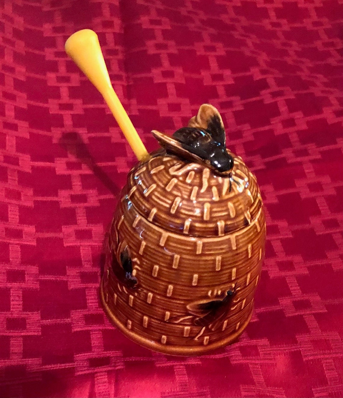 Vintage 1950's Ceramic Honey Pot With Dipper - Etsy