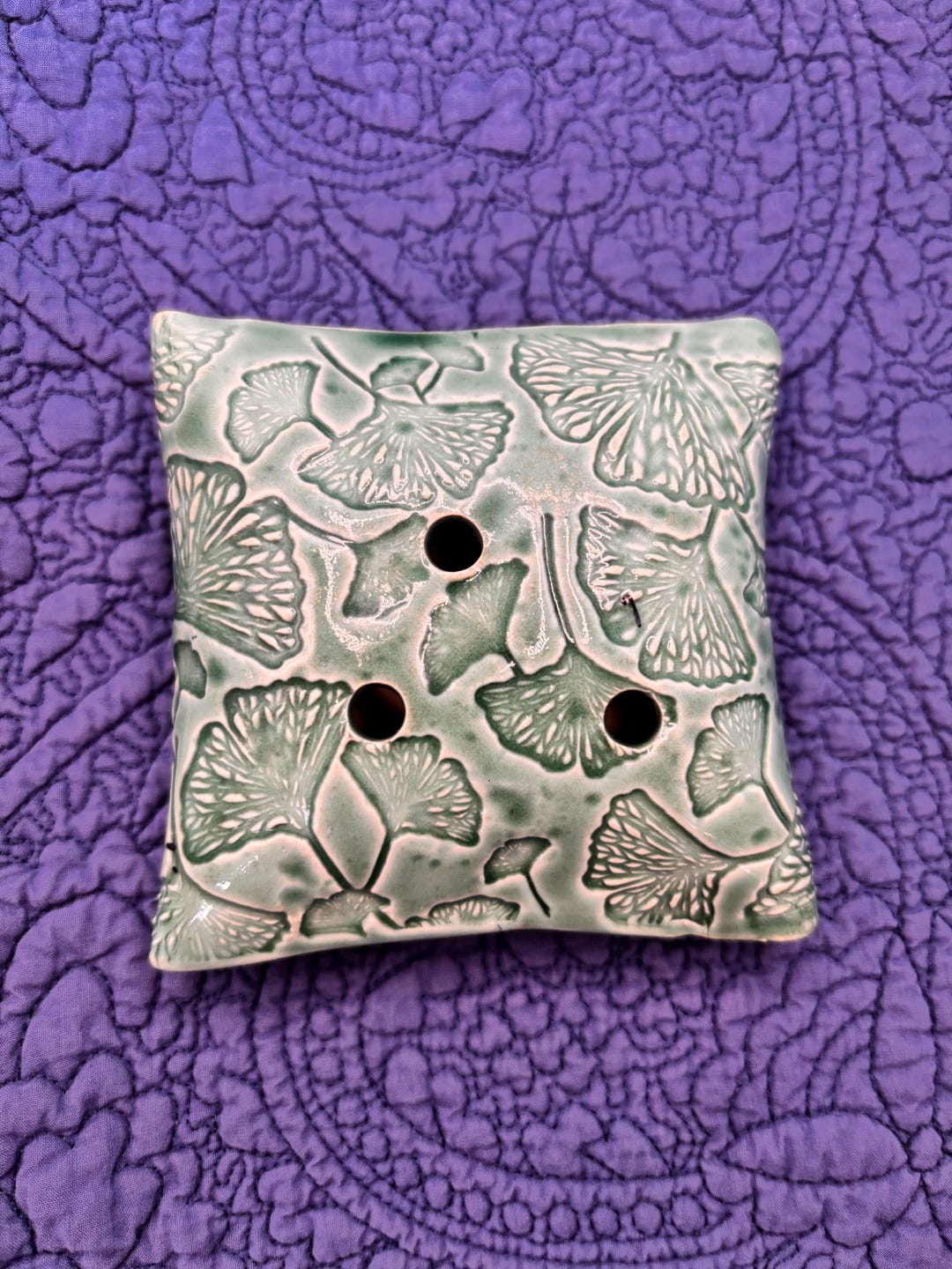 Artisan Ikebana Pottery Ginkgo Leaf Pillow Vase - Etsy