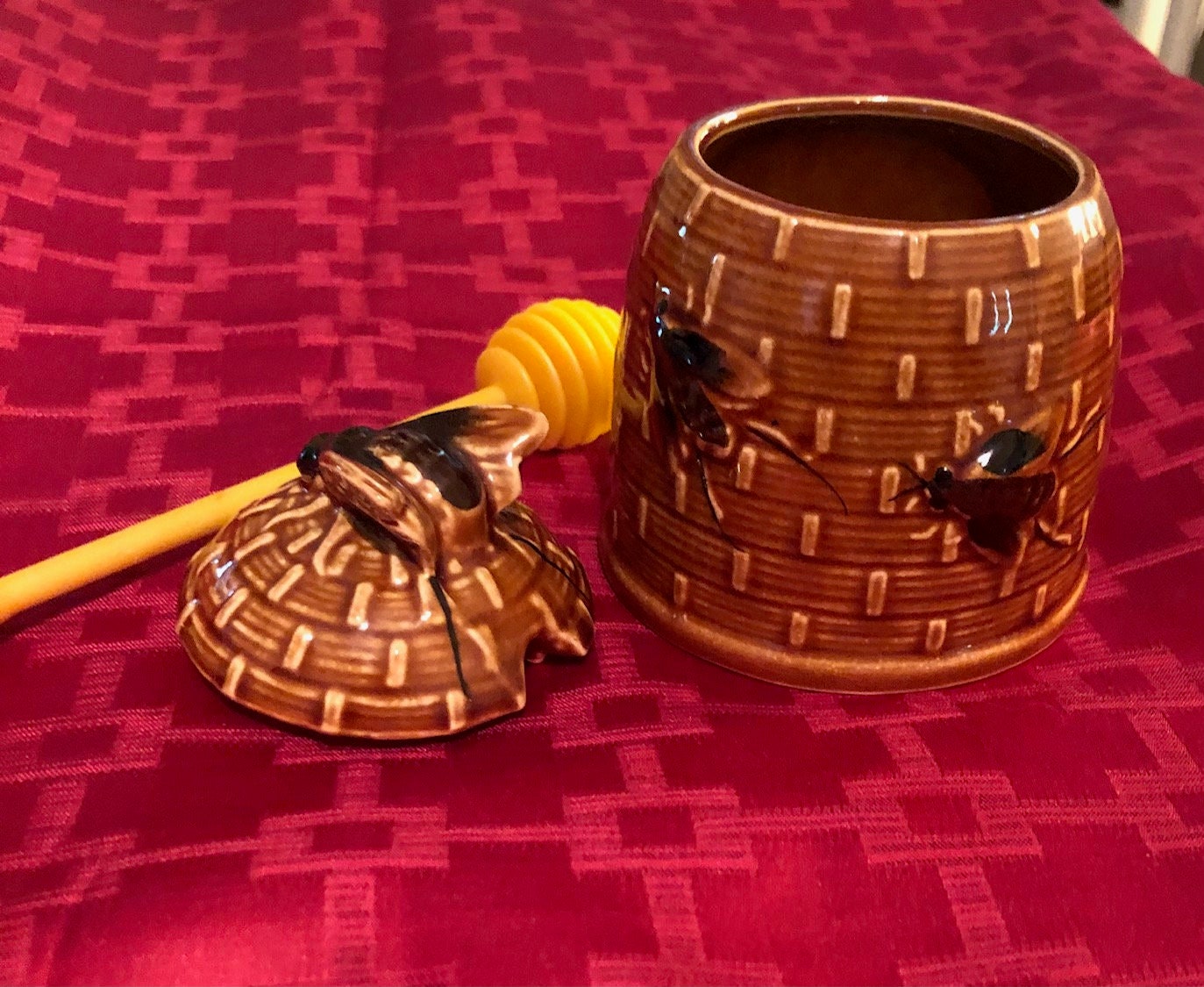 Vintage 1950's Ceramic Honey Pot With Dipper - Etsy