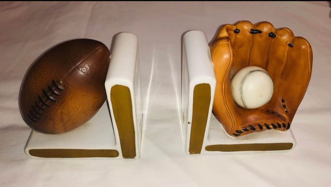 Lefton Sports Baseball/football Ceramic Bookends Set H067 Japan ...
