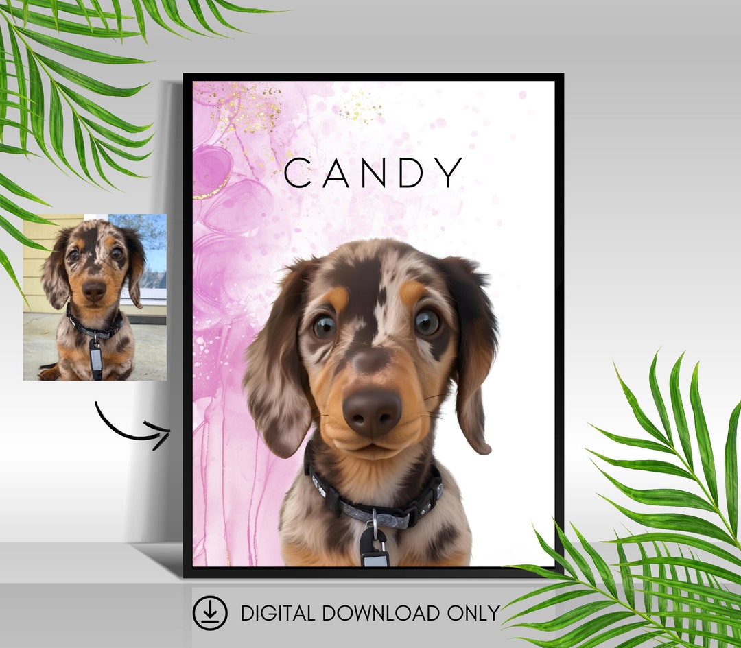 Custom Pet Portraits Using Pet Photo Personalized Digital Dog Portraits ...