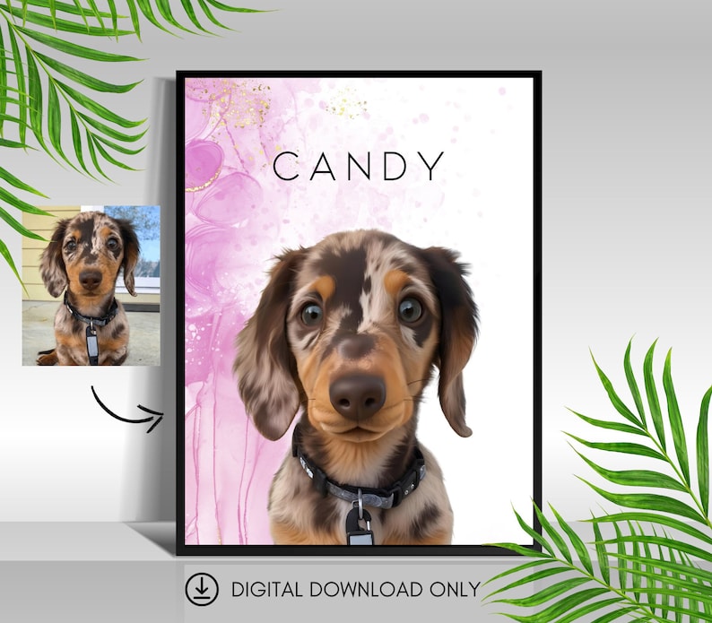 Custom Pet Portraits Using Pet Photo Personalized Digital Dog Portraits Cat Portraits Custom Dog ...