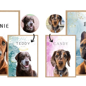 Custom Pet Portraits Using Pet Photo Personalized Digital Dog Portraits Cat Portraits Custom Dog ...