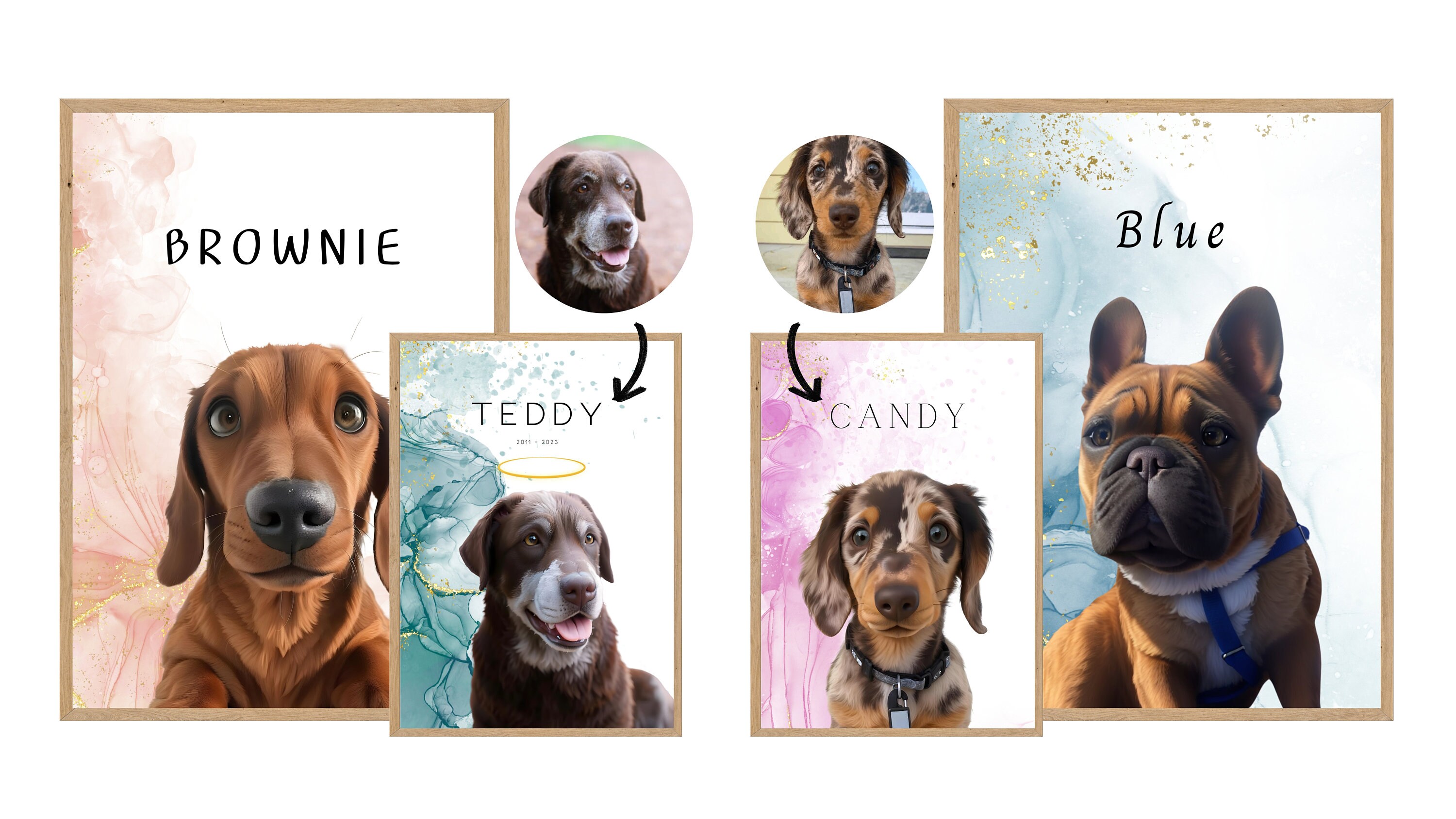 Custom Pet Portraits Using Pet Photo Personalized Digital Dog Portraits ...