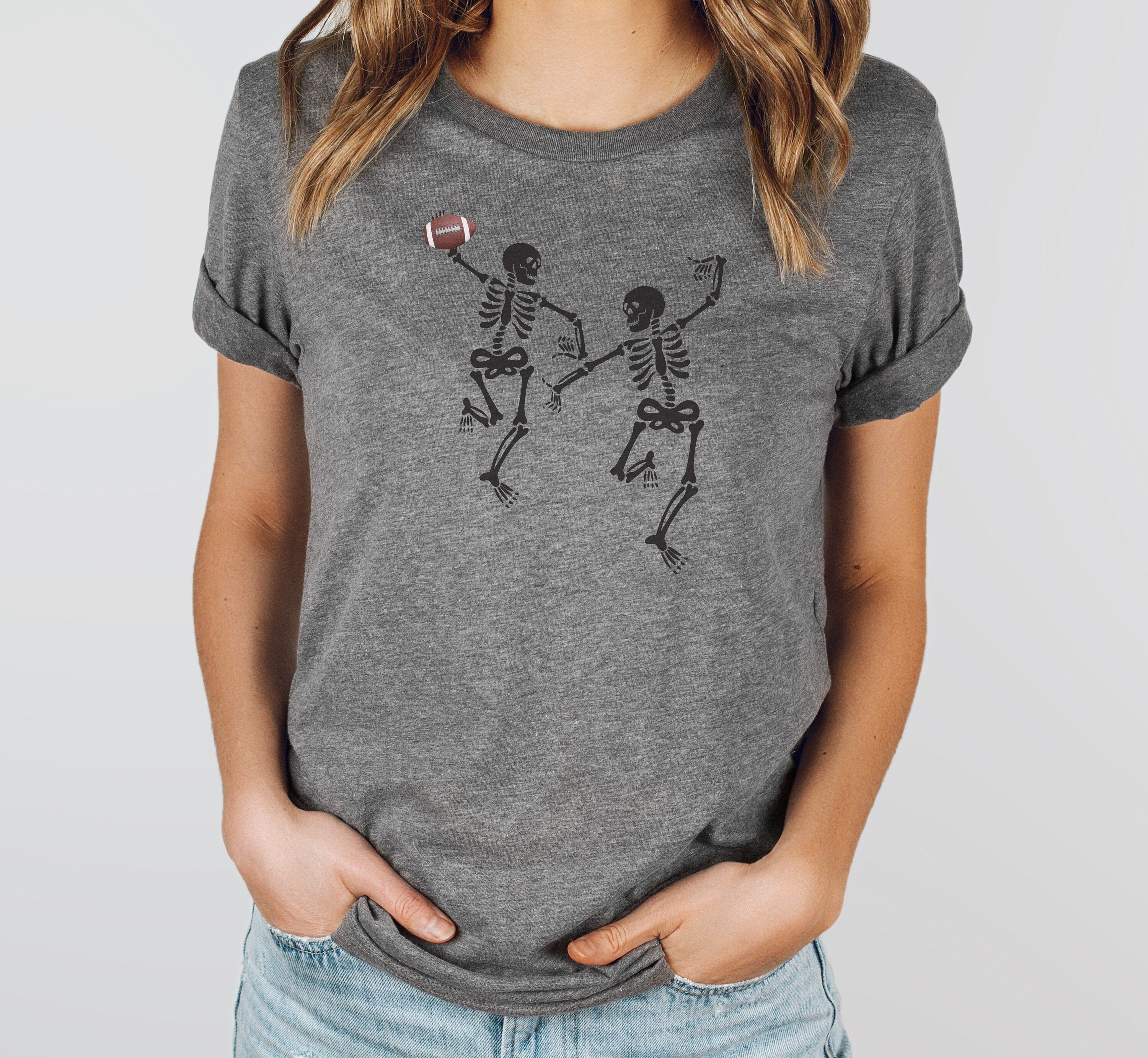 Skeletons Playing Football Shirt, Football Fan Halloween T-shirt ...