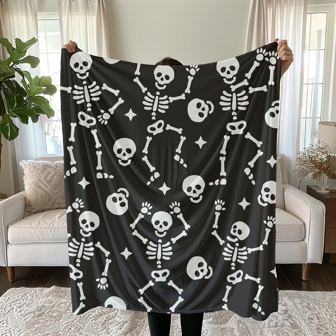 Dancing Skeleton Blanket, Halloween Blanket, Spooky, Skull Blanket ...