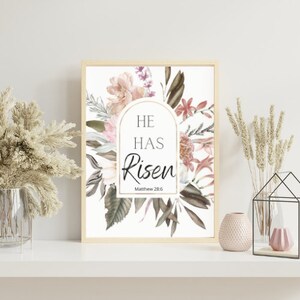 Easter Printable Wall Art "he Has Risen", Scripture Wall Art , Christian Wall Art, Easter Wall ...